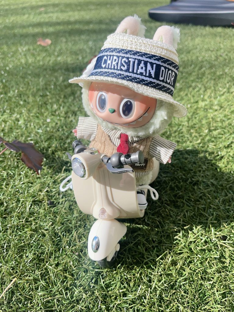 Labubu Doll Mini Electric Motorcycle With Light and Music-Beige color ...